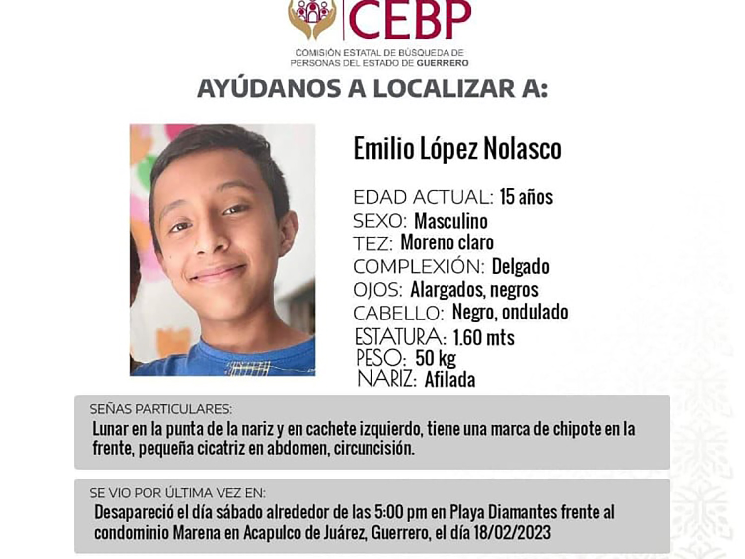 Emilio López celebraba su cumpleaños 16, se metió al mar y desapareció ...