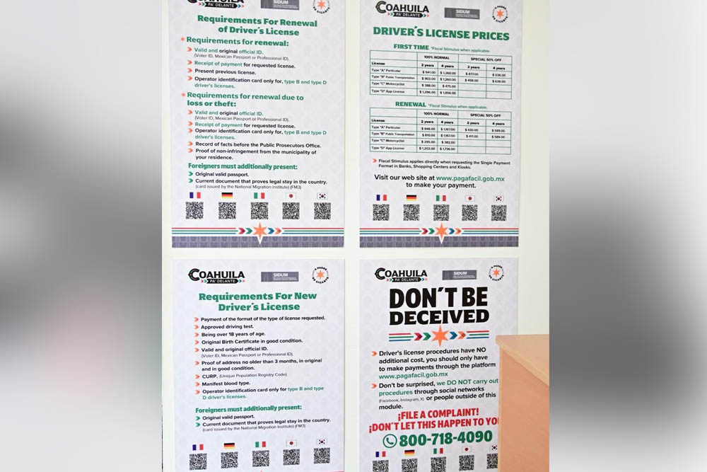 Instalan anuncios en inglés y QR para extranjeros que tramitan licencia ...